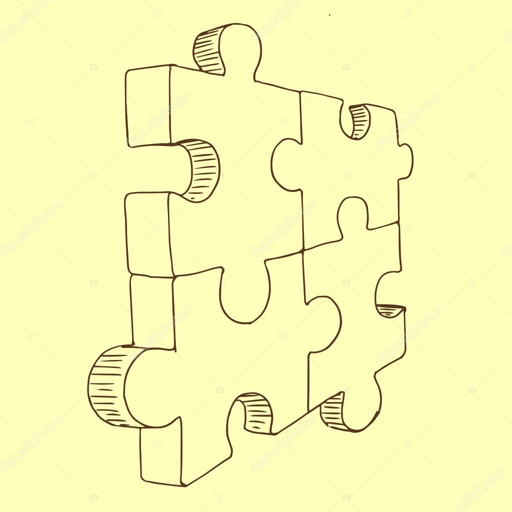 Puzzles pieces sketch vector illustration Stock Vector by ...