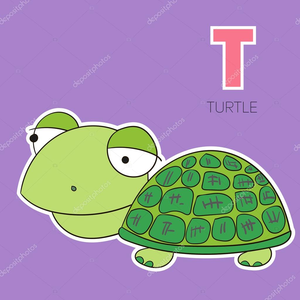 Alfabeto letra T tortuga niños vector Vector de stock por ...