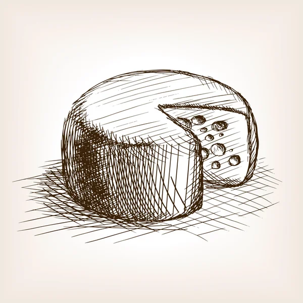 Plate of cheese color sketch engraving vector illustration. Scratch ... Plate of cheese color sketch engraving vector illustration. Scratch ...