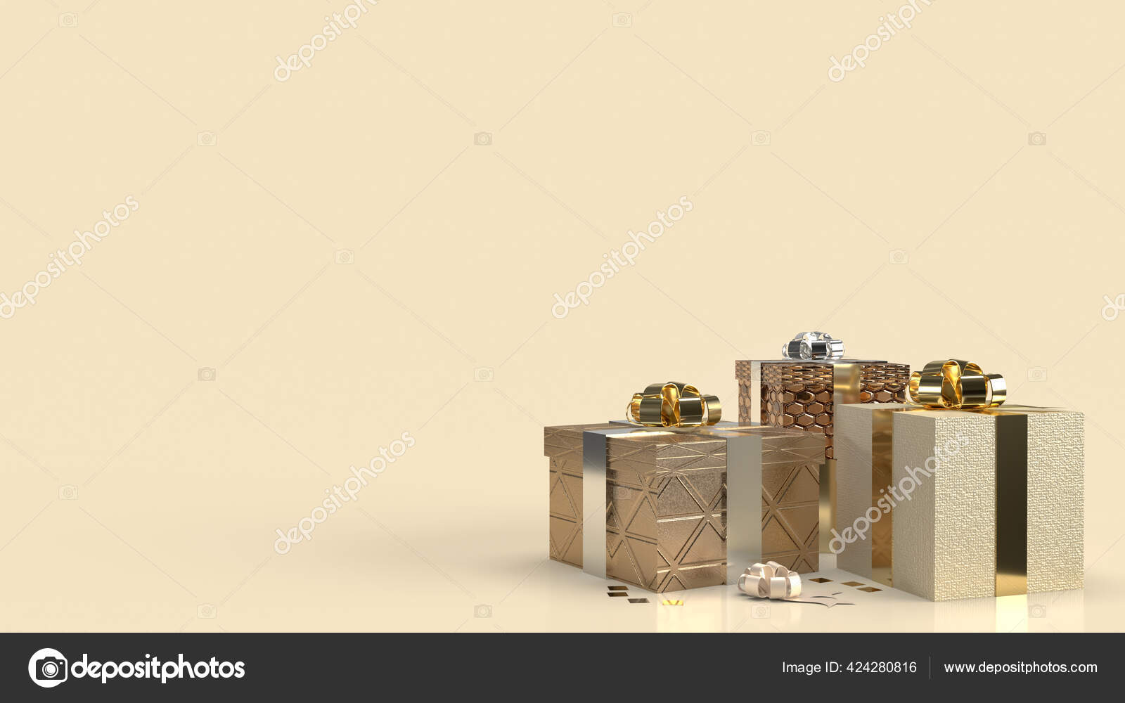 Gift Box Luxury Gold Background Rendering Stock Photo by ©niphon 424280816