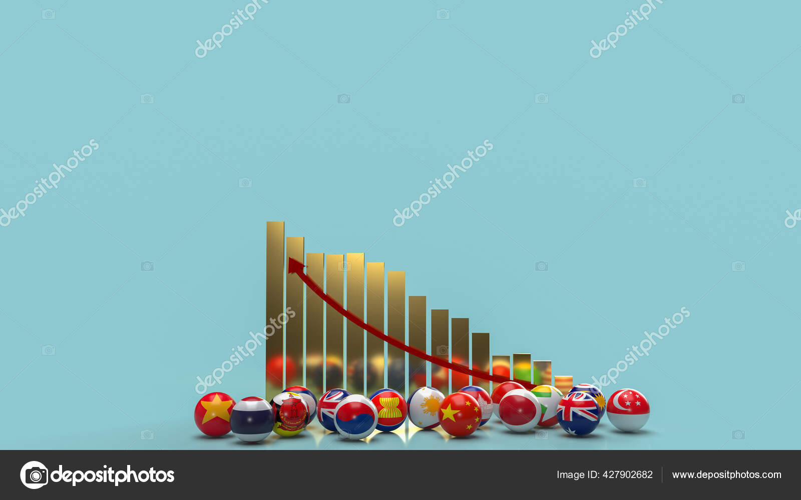 Gold Text Rcep Regional Comprehensive Economic Partnership Chart Arrow ...