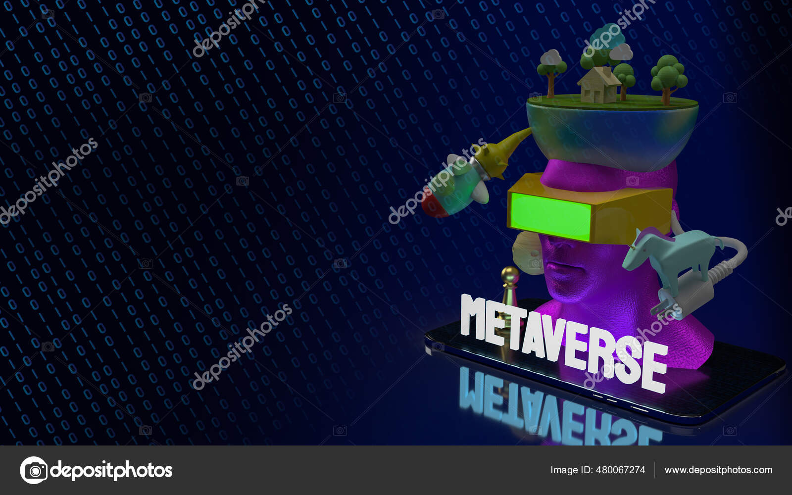 Headset Tablet Metaverse Technology Concept Rendering Stock ...