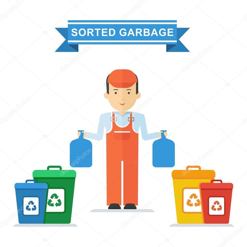 Man sorts trash Stock Vector Image by ©quarta #117164582