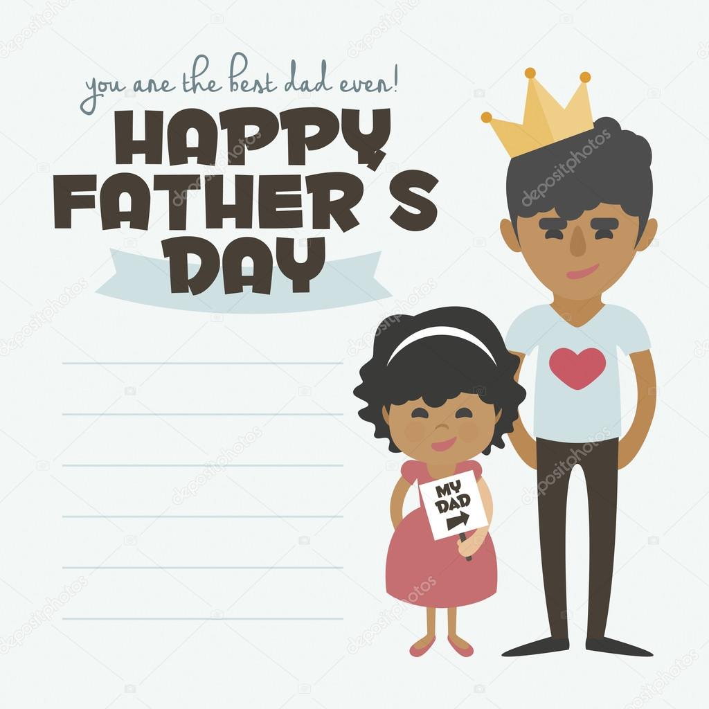 ©Happy Fathers day card. Vector Element Set. Black Dad and daughter. # ... ©Happy Fathers day card. Vector Element Set. Black Dad and daughter. # ...