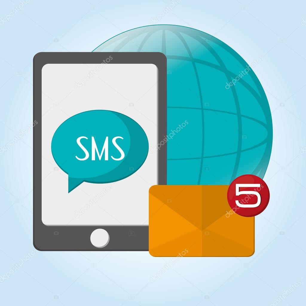 SMS graphic and smartphone design , vector illustration Stock Vector ...