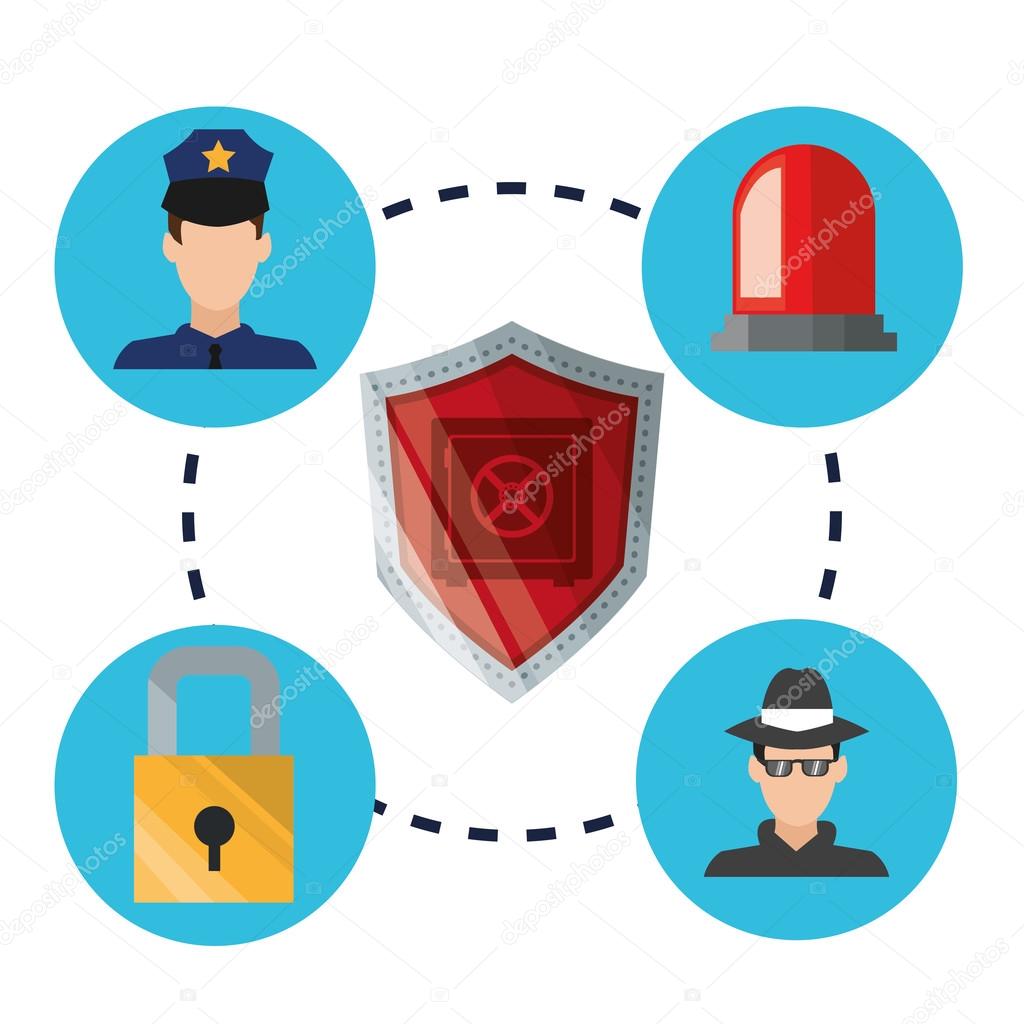 Ilustración de dibujos animados de seguridad, diseño de vectores Stock ...