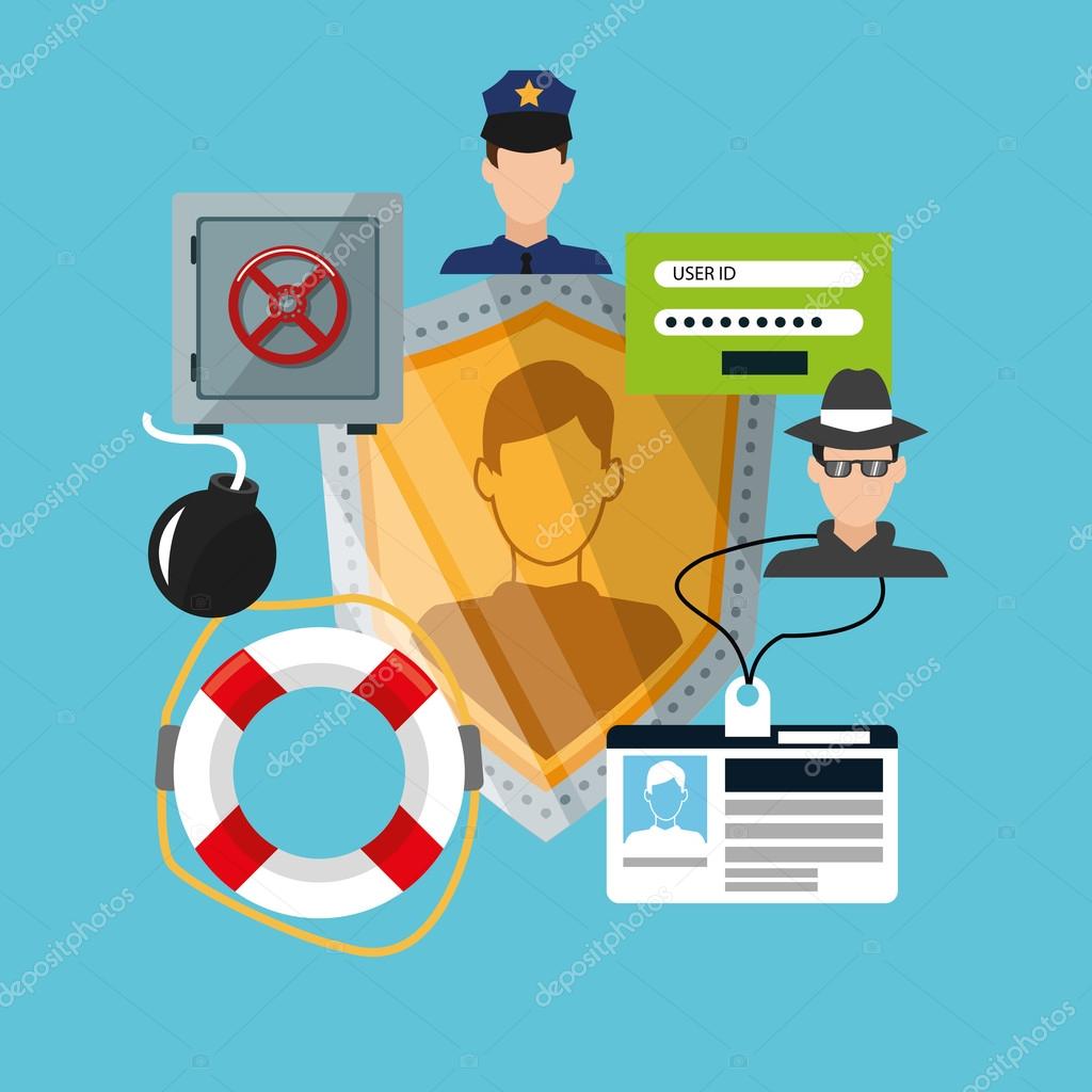 Ilustración de dibujos animados de seguridad, diseño de vectores vector ...