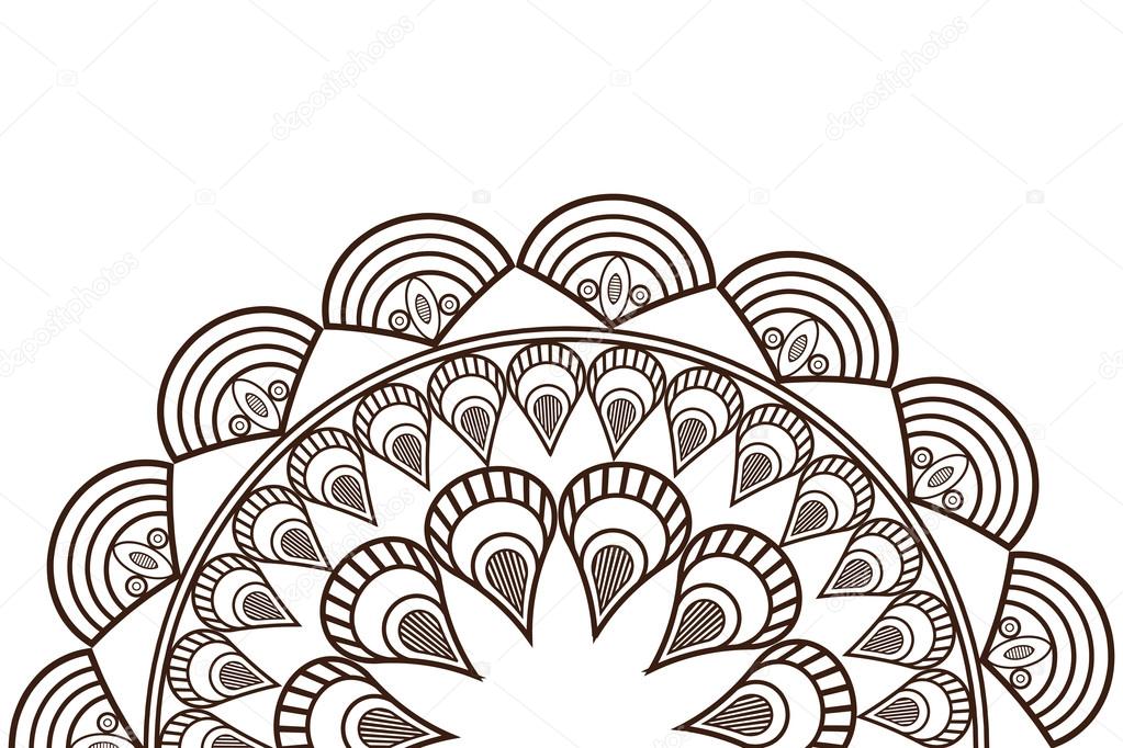 Línea decorativa circular mitad mandala icono Vector de stock por ...