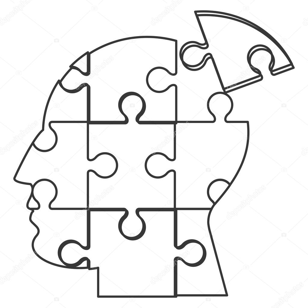 Human head in puzzle pieces icon — Stock Vector © jemastock #116317398