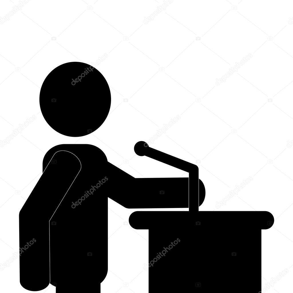 Businessman giving speech icon — Stock Vector © jemastock #118337992