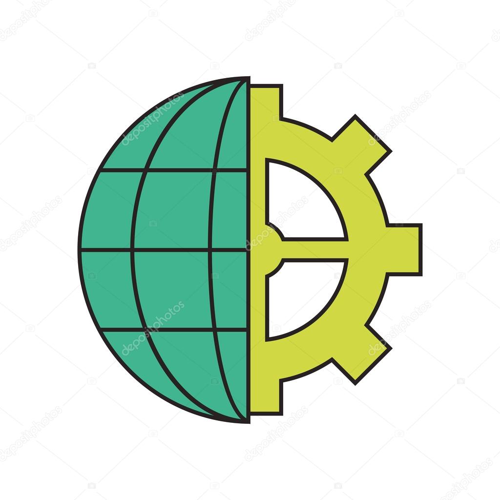 Earth globe diagram and gear icon Stock Vector Image by ©jemastock ...