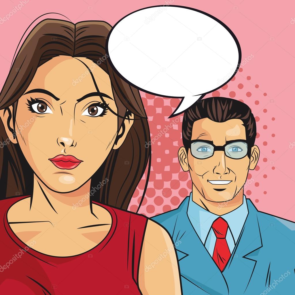 Woman And Man Pop Art Comic Design — Stock Vector © Jemastock 121561892