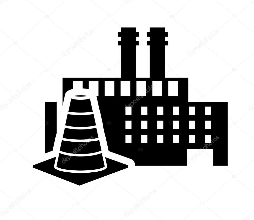 Factory and traffic cone icon Stock Vector by ©jemastock 121817374