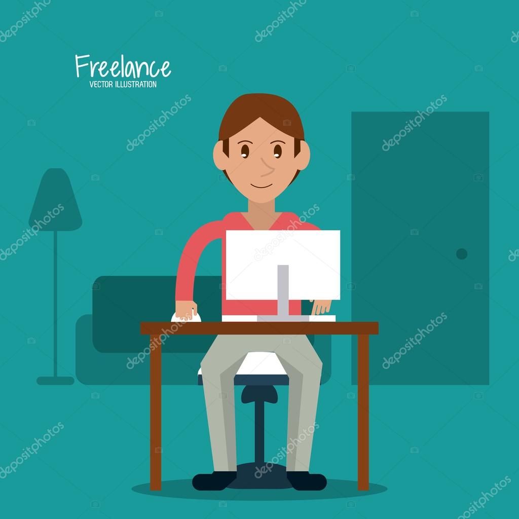 Cartoon man and freelance design Stock Vector Image by ©jemastock ...