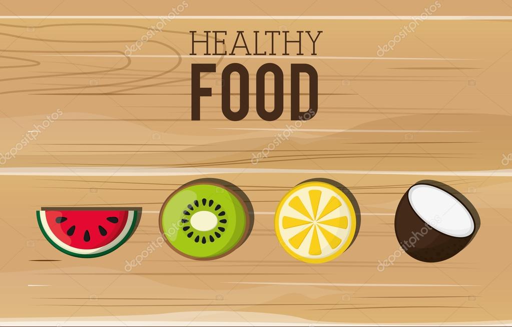 Assorted healthy food icons emblem Stock Vector by ©jemastock 123628892