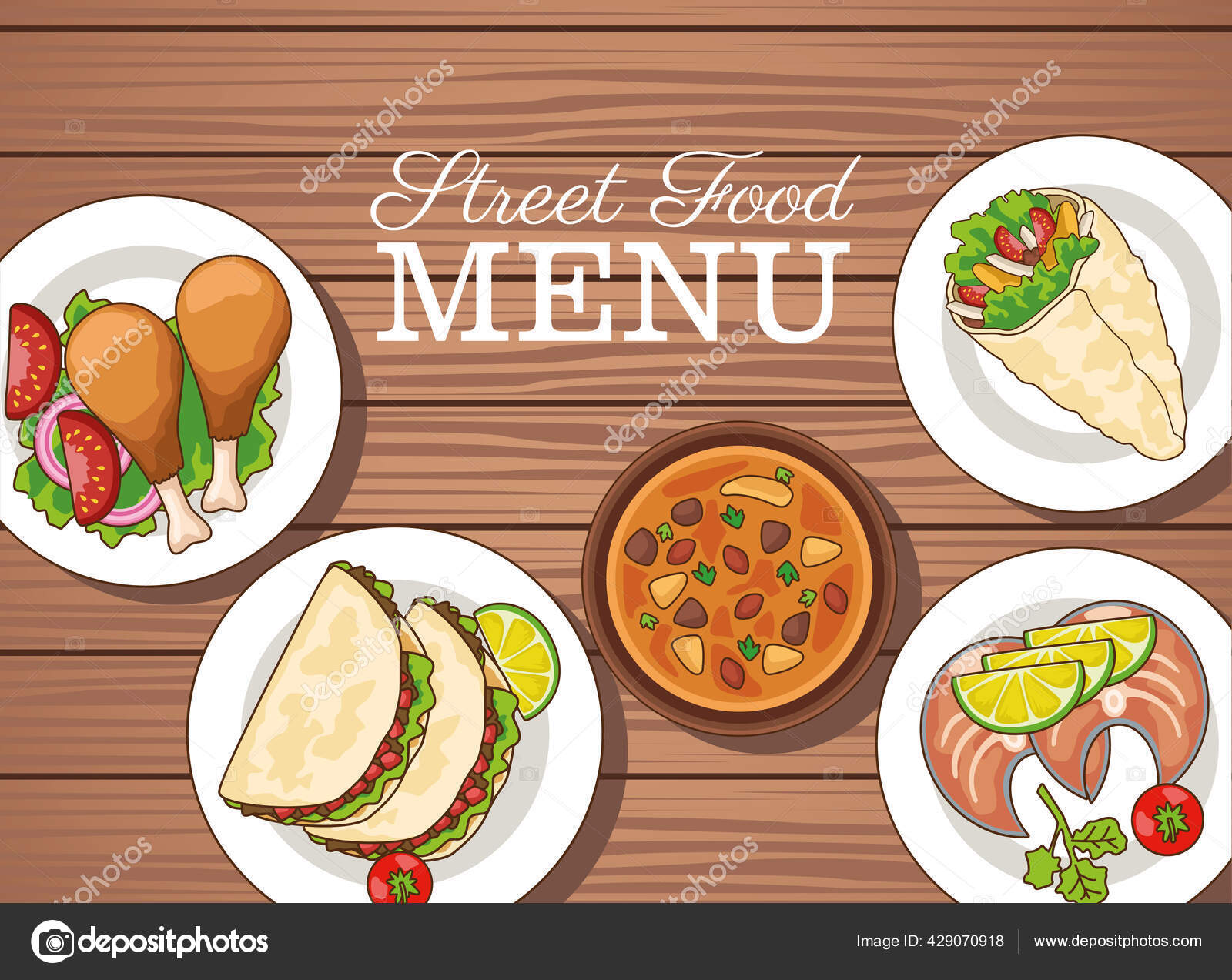 Delicious fast food menu pattern in wooden background Stock Vector ...