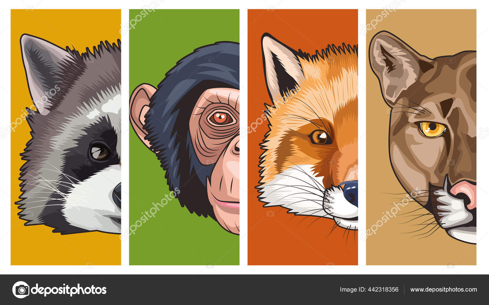 Bundle of four animals heads characters Stock Vector by ©jemastock ...