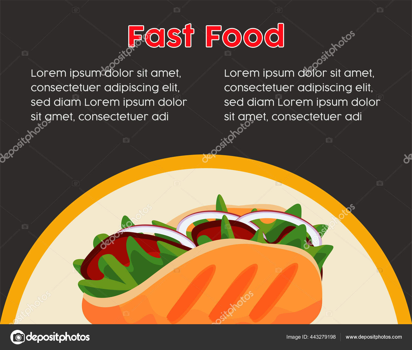 Delicious fast food lettering with sandwish template Stock Vector Image ...