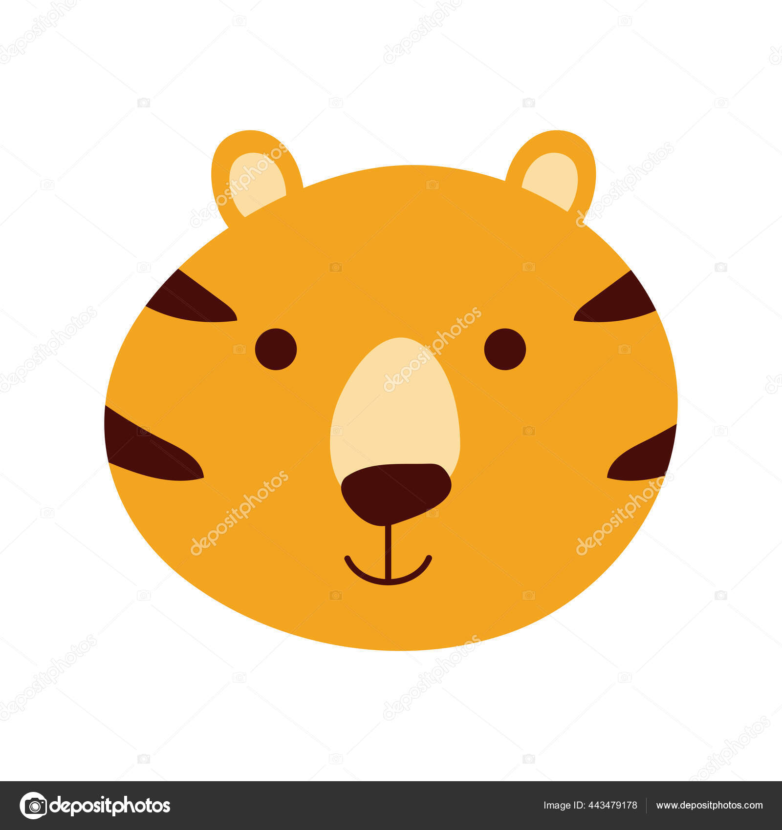 Lindo tigre poco animal cabeza carácter Vector de stock #443479178 de ...