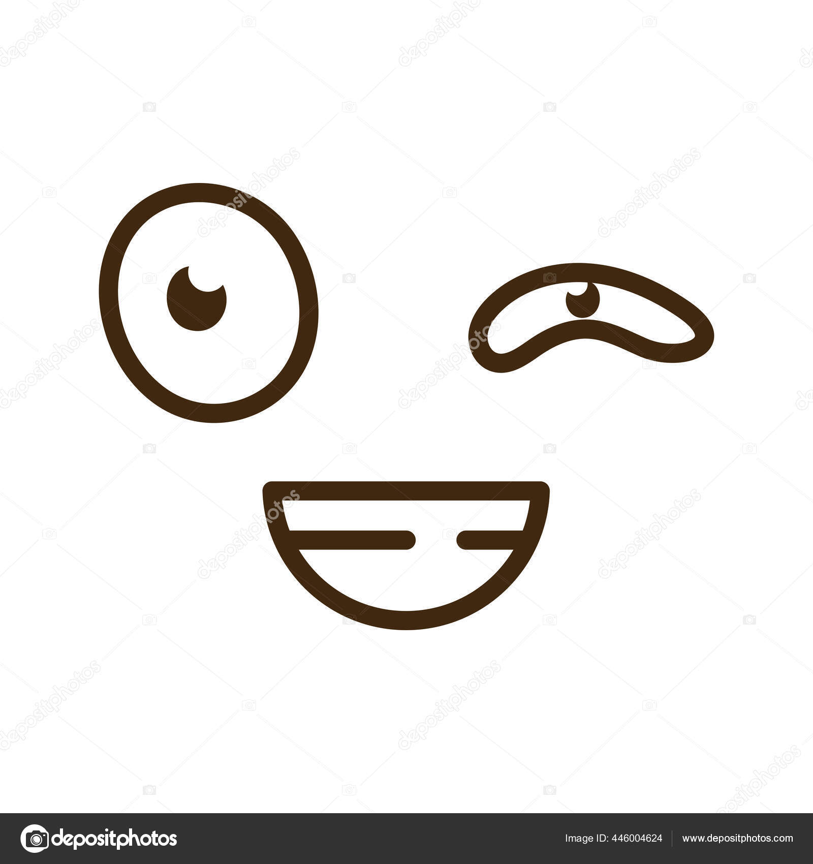 Happy cartoon face with eye closed emoticon icon Stock Vector by ...
