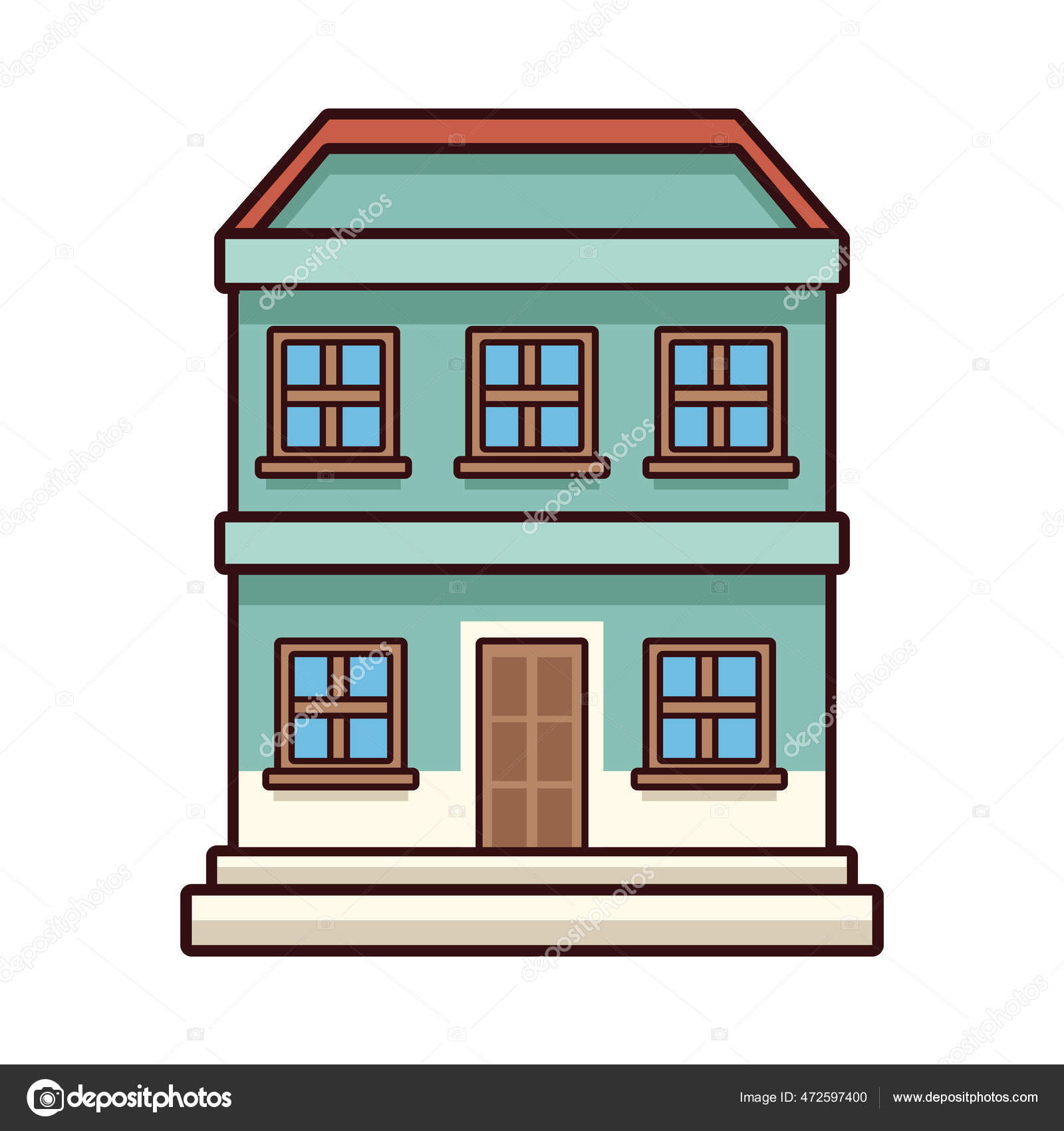 Frente edificio verde Vector de stock por ©jemastock 472597400