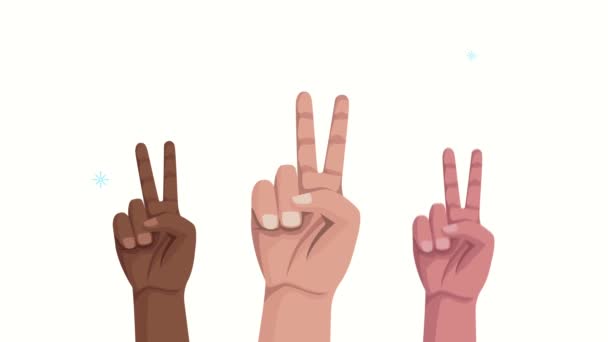 International peace day animation with hands signals — Stock Video ...
