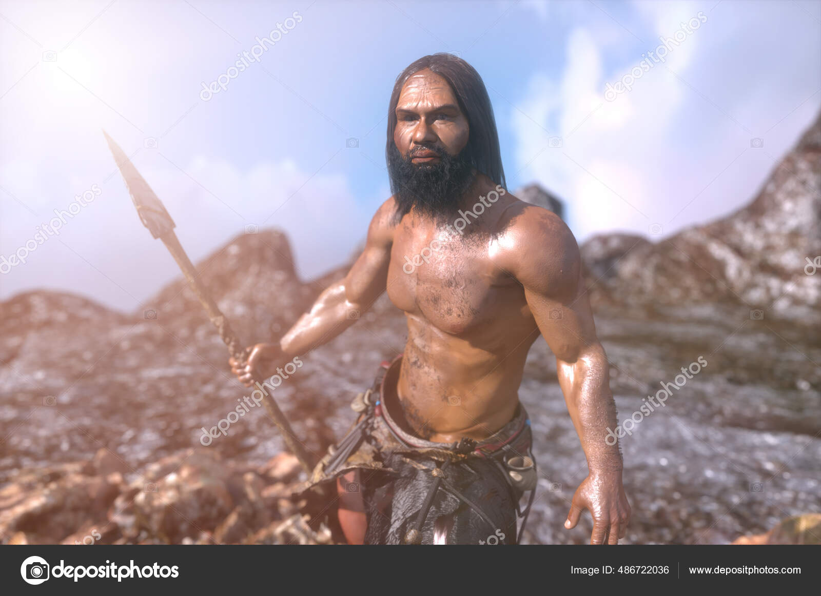 Ancient Primitive Caveman Render Stock Photo by ©DenisSmile 486722036