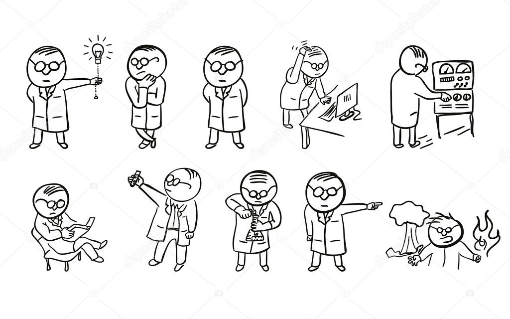 Set of doodle scientist Stock Vector Image by ©MikeMihnevich #87832240