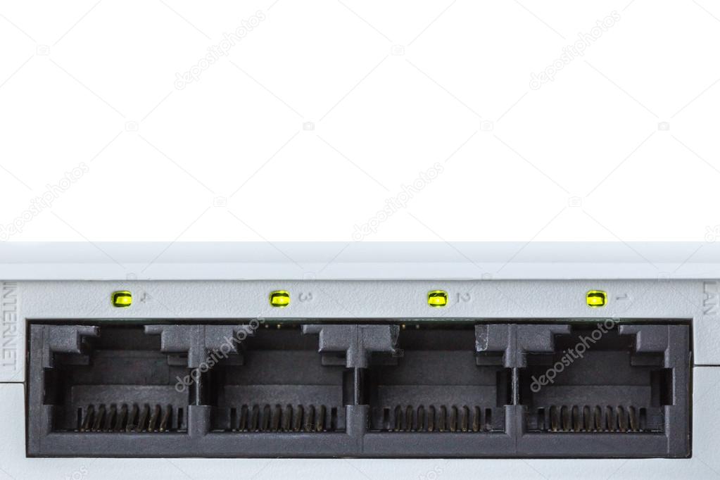 Back of a router closeup all green — Stock Photo © BeeBright #103387906