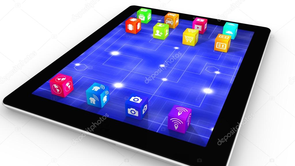 IOT rainbow cubes replacing tablet icons Stock Photo by ©BeeBright ...