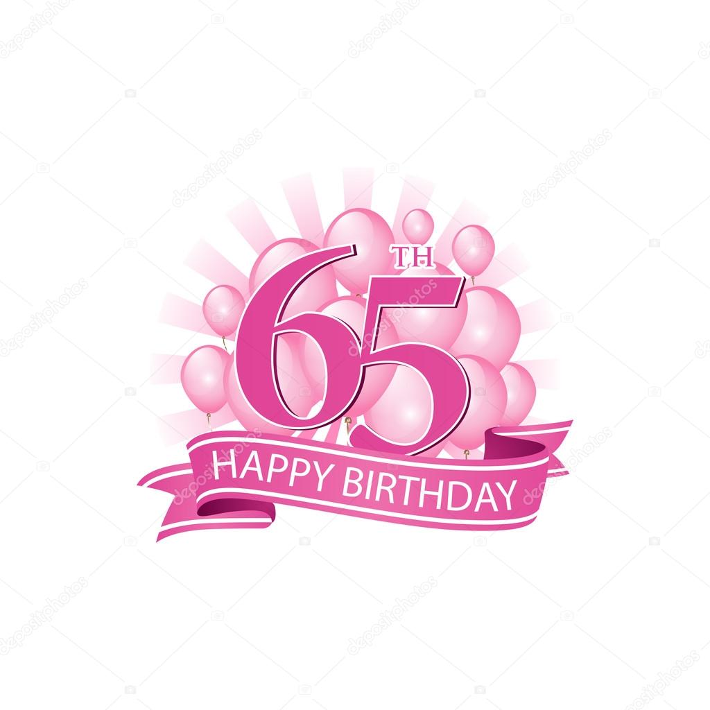 65 Geburtstag Logo 65Th Anniversary Logo Golden Ring Balloons Red