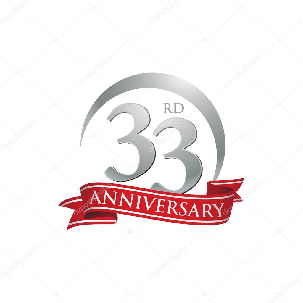 33rd anniversary ring logo red ribbon — Stock Vector © ariefpro #113100116