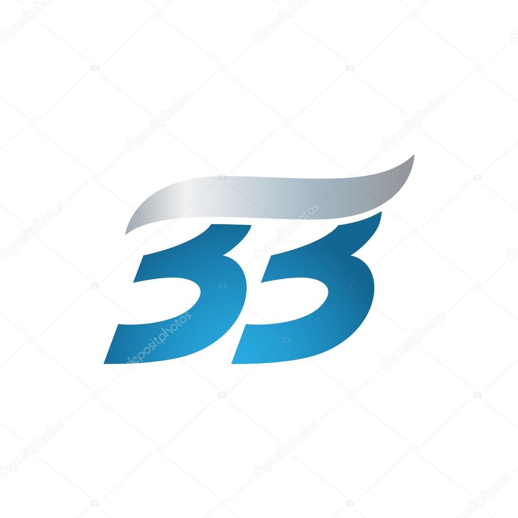 Number 33 swoosh design template logo blue gray Stock Vector Image by ...