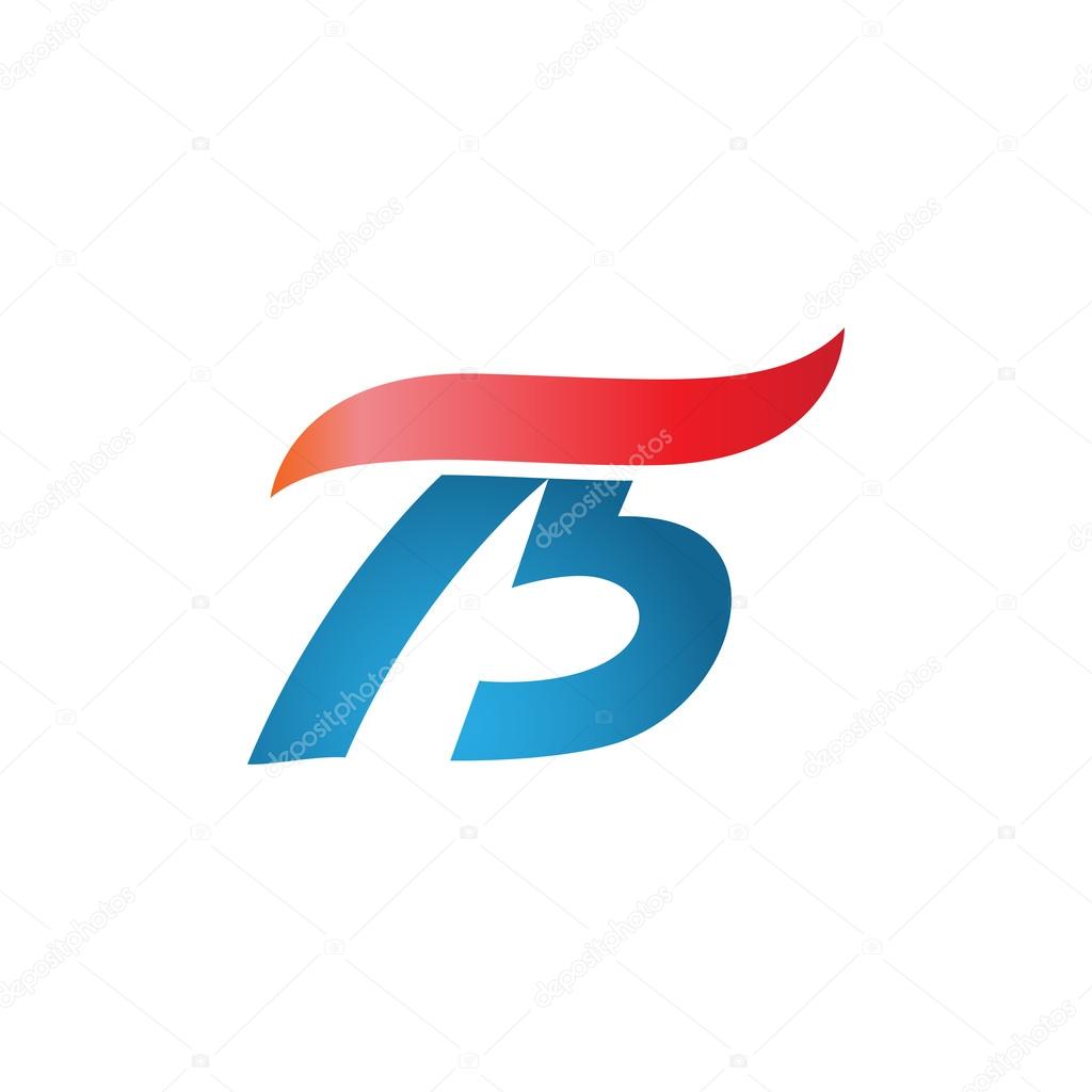 number 75 swoosh design template logo blue red — Stock Vector ...