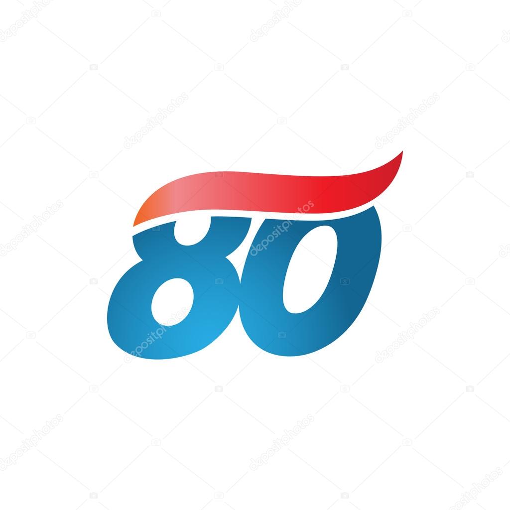 Number 80 swoosh design template logo blue red Stock Vector Image by ...