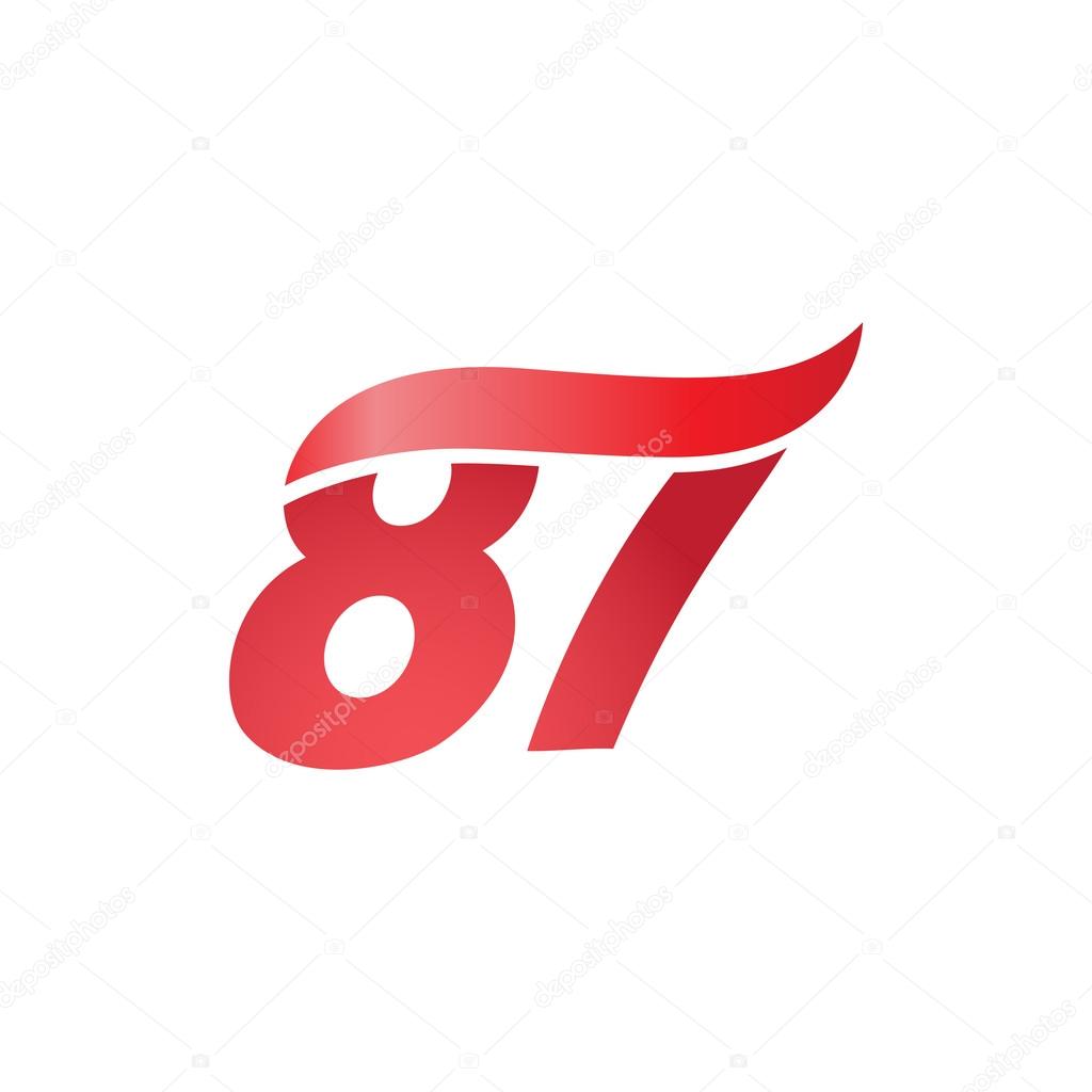 Number 87 swoosh wave design template logo red Stock Vector by ...