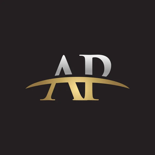 Initial letter RA silver gold swoosh logo swoosh logo black background ...