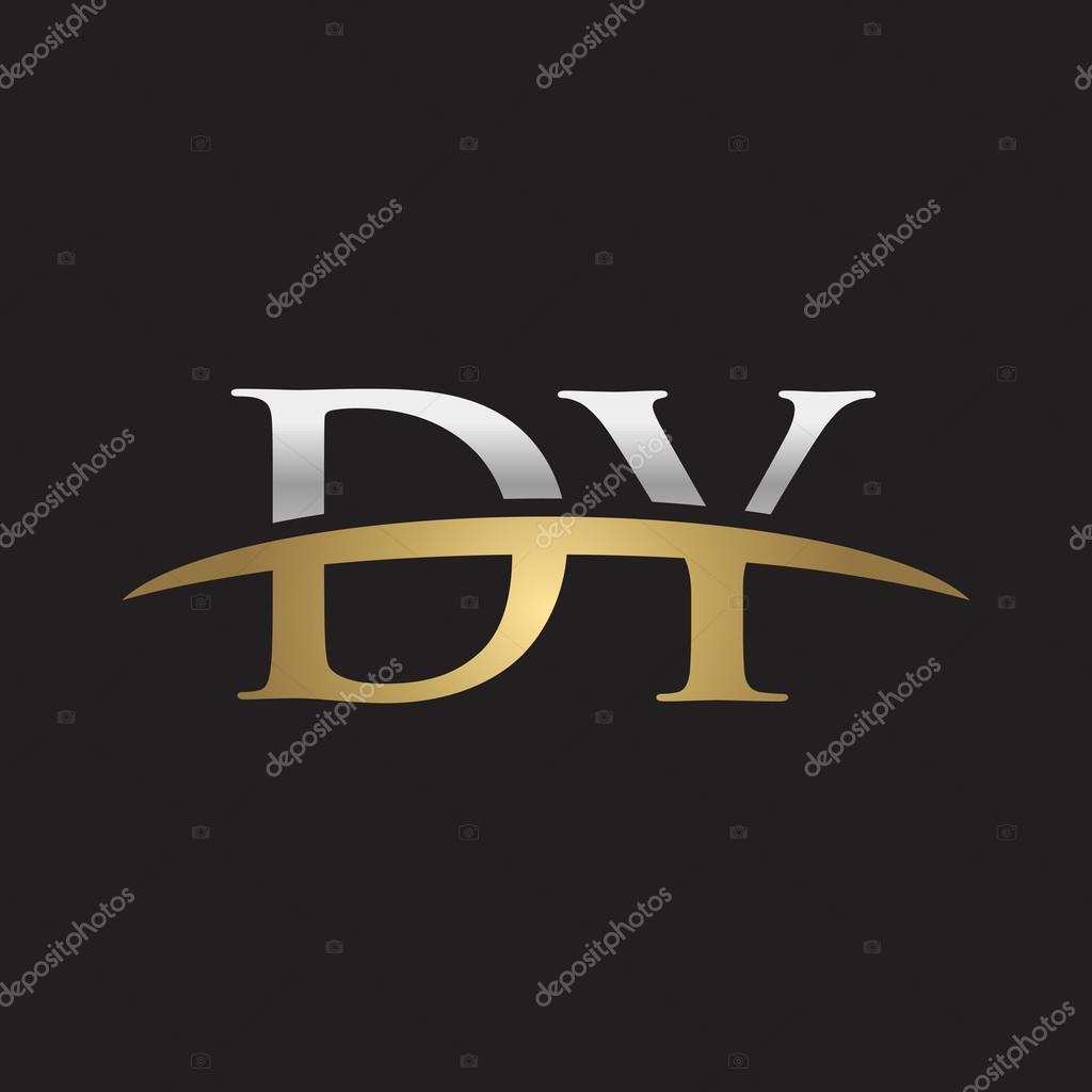Letra inicial DY plata oro swoosh logo swoosh logo negro fondo 2024