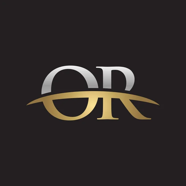 Initial letter SQ silver gold swoosh logo swoosh logo black background ...