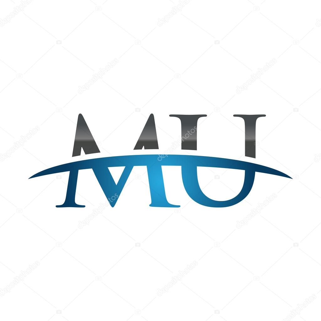 Initial letter MU blue swoosh logo swoosh logo Stock Vector Image by ...