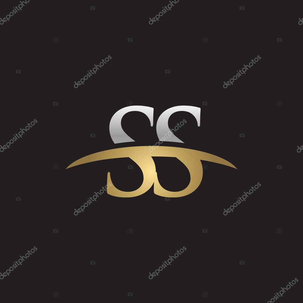 Initial letter SS silver gold swoosh logo swoosh logo black background ... Initial letter SS silver gold swoosh logo swoosh logo black background ...
