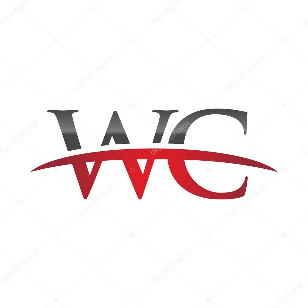 Initial letter WC red swoosh logo swoosh logo Stock Vector Image by ...