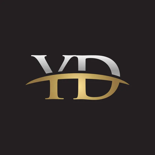 Initial letter RA silver gold swoosh logo swoosh logo black background ...