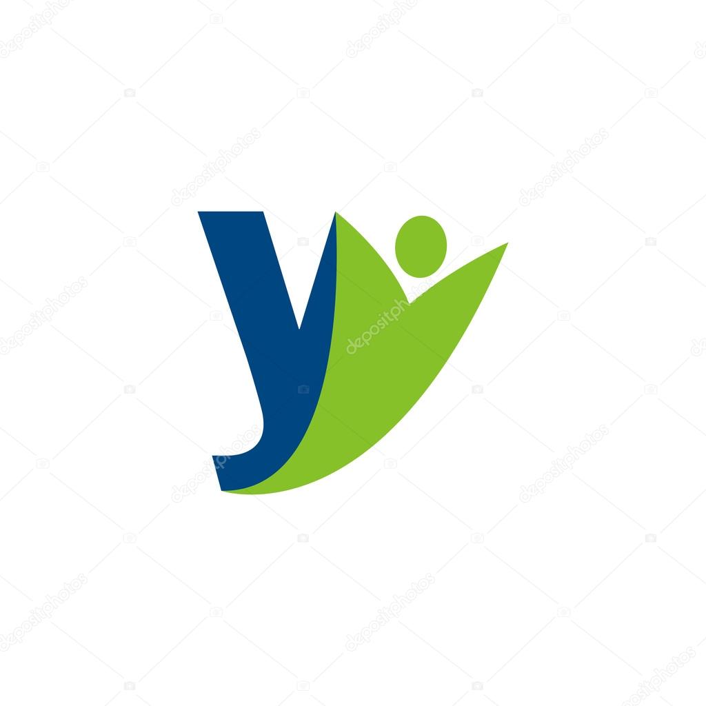 Y inicial alfabeto letra logo con swoosh hombre, azul verde Vector de ...