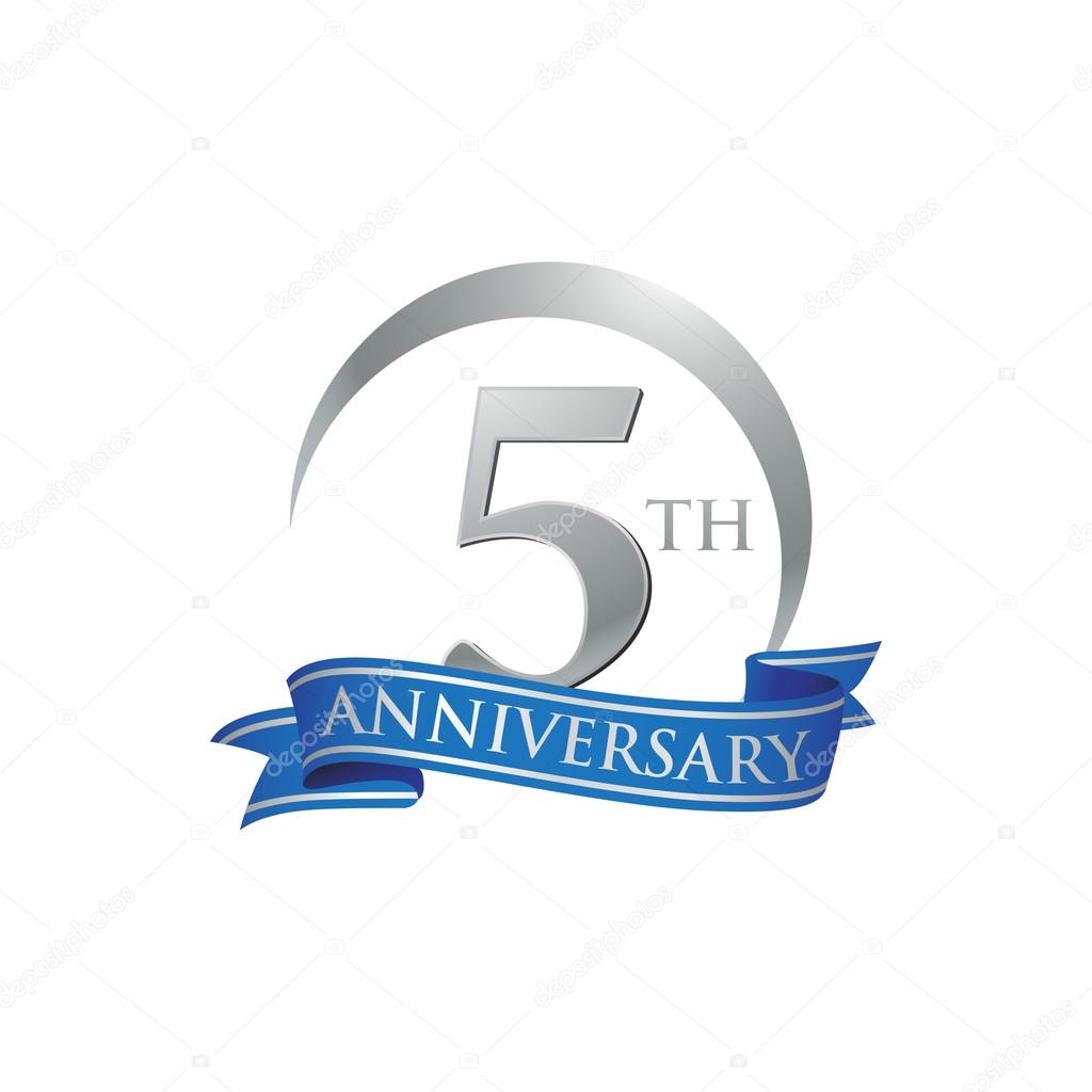 5th anniversary ring logo blue ribbon Stock Vector Image by ©ariefpro ...