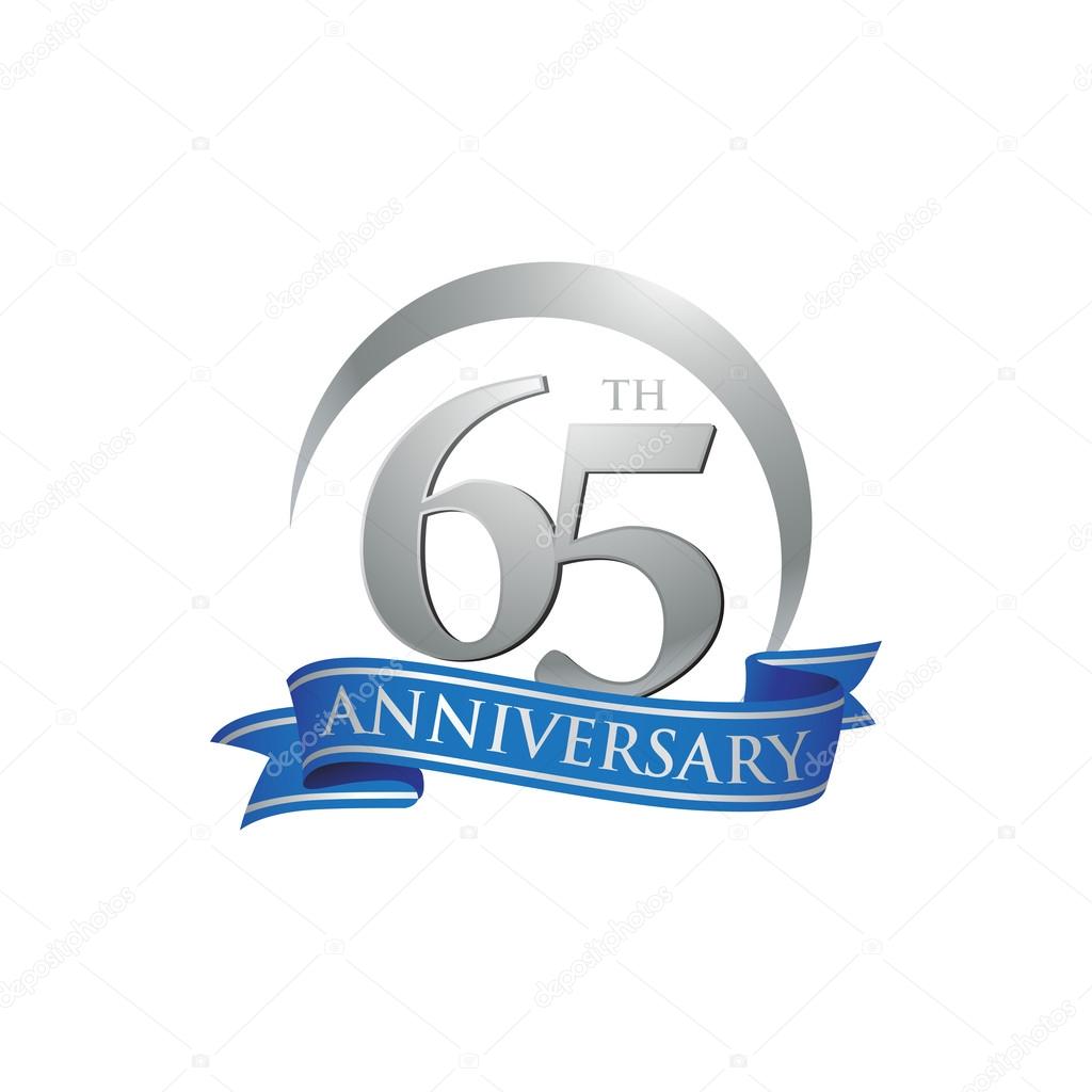 65th anniversary ring logo blue ribbon Stock Vector by ©ariefpro 86344076