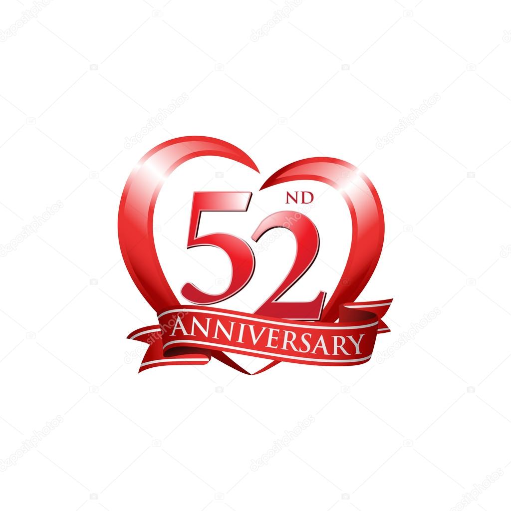 52nd anniversary logo red heart Stock Vector Image by ©ariefpro #86351870