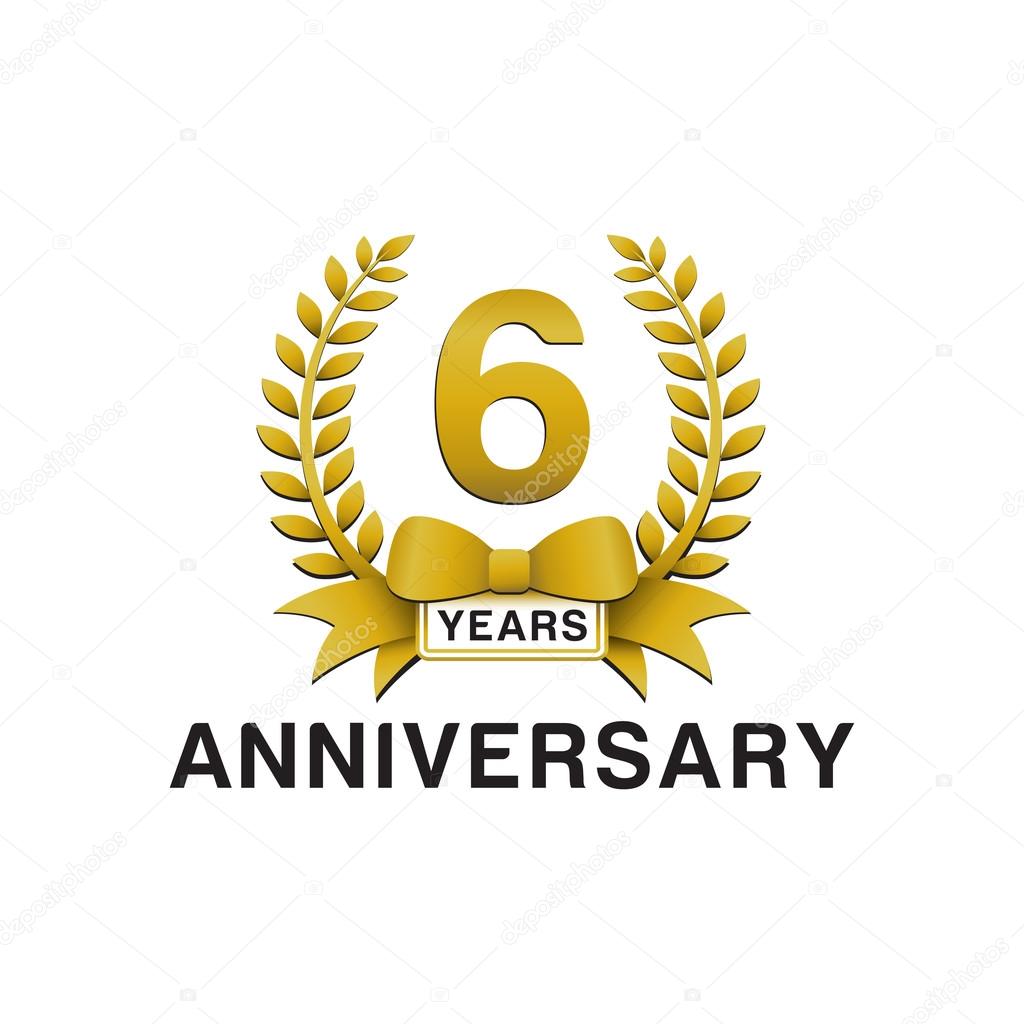 6th anniversary golden wreath logo Stock Vector by ©ariefpro 86352448