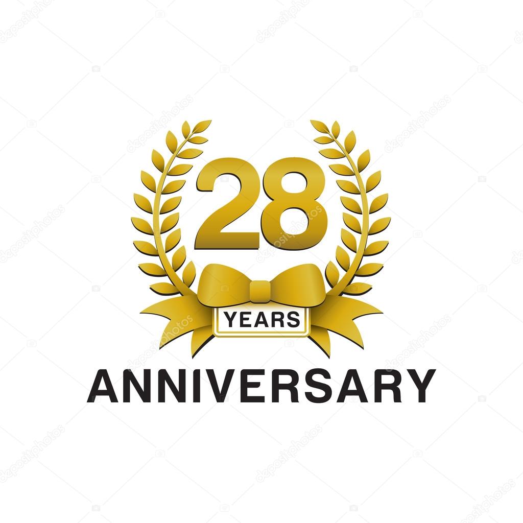 28th anniversary golden wreath logo — Stock Vector © ariefpro #86352632