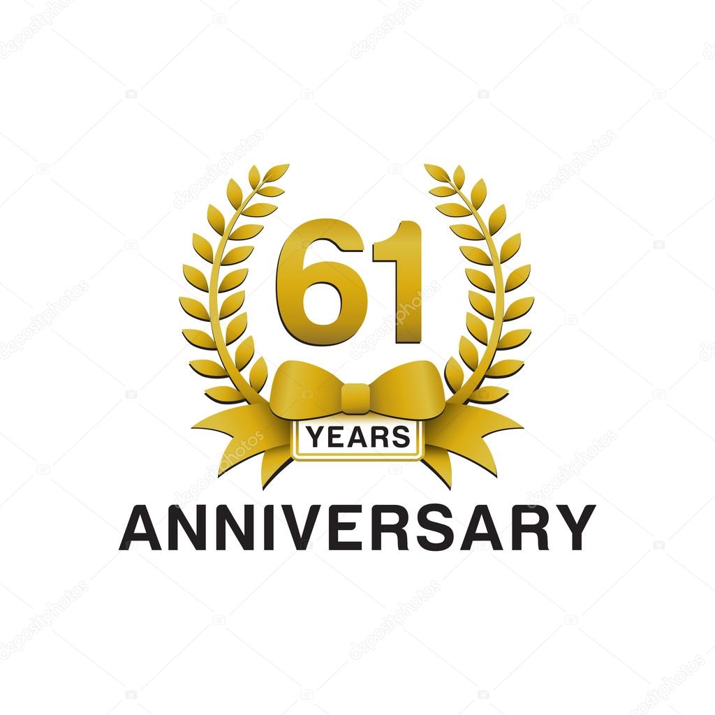 61st anniversary golden wreath logo Stock Vector by ©ariefpro 86352960